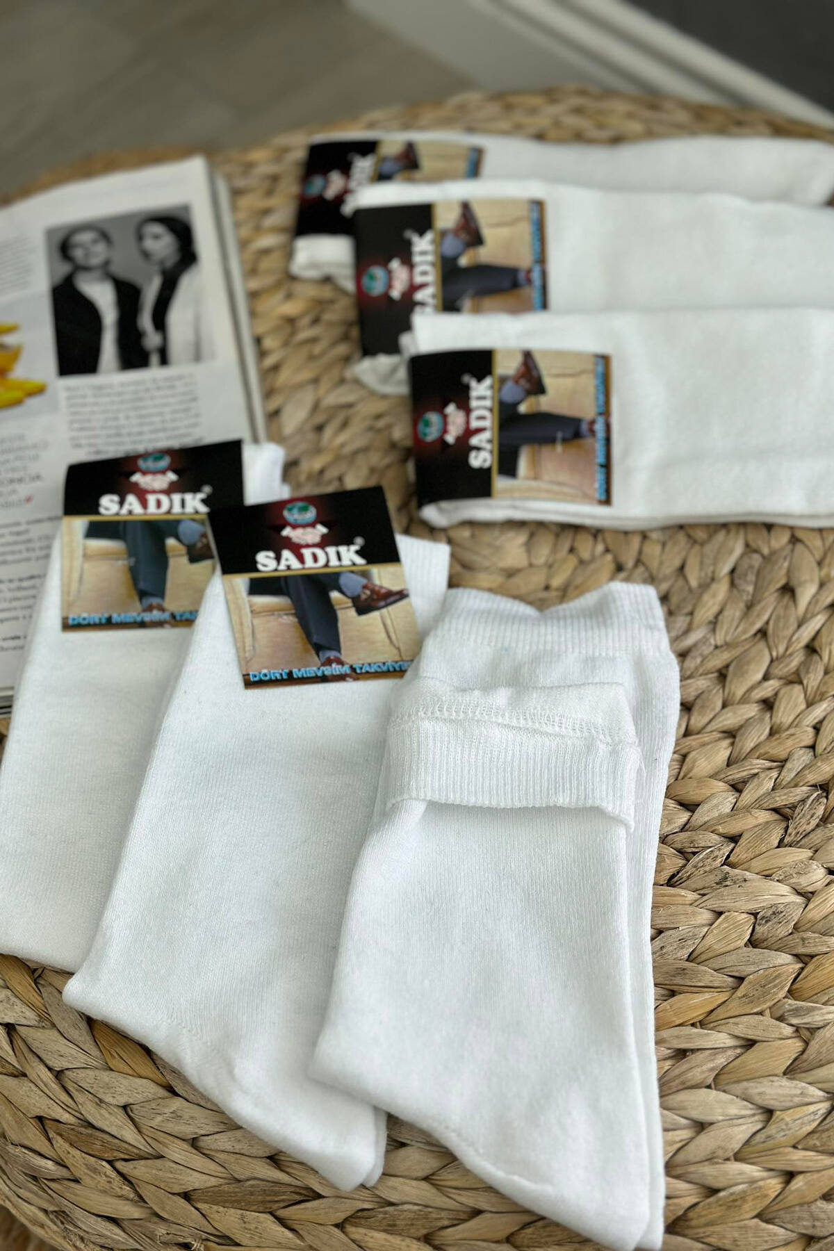 6 PAIR MEN CREW SOCKS WHITE-E BARDHE CREW SOCKS SA-725