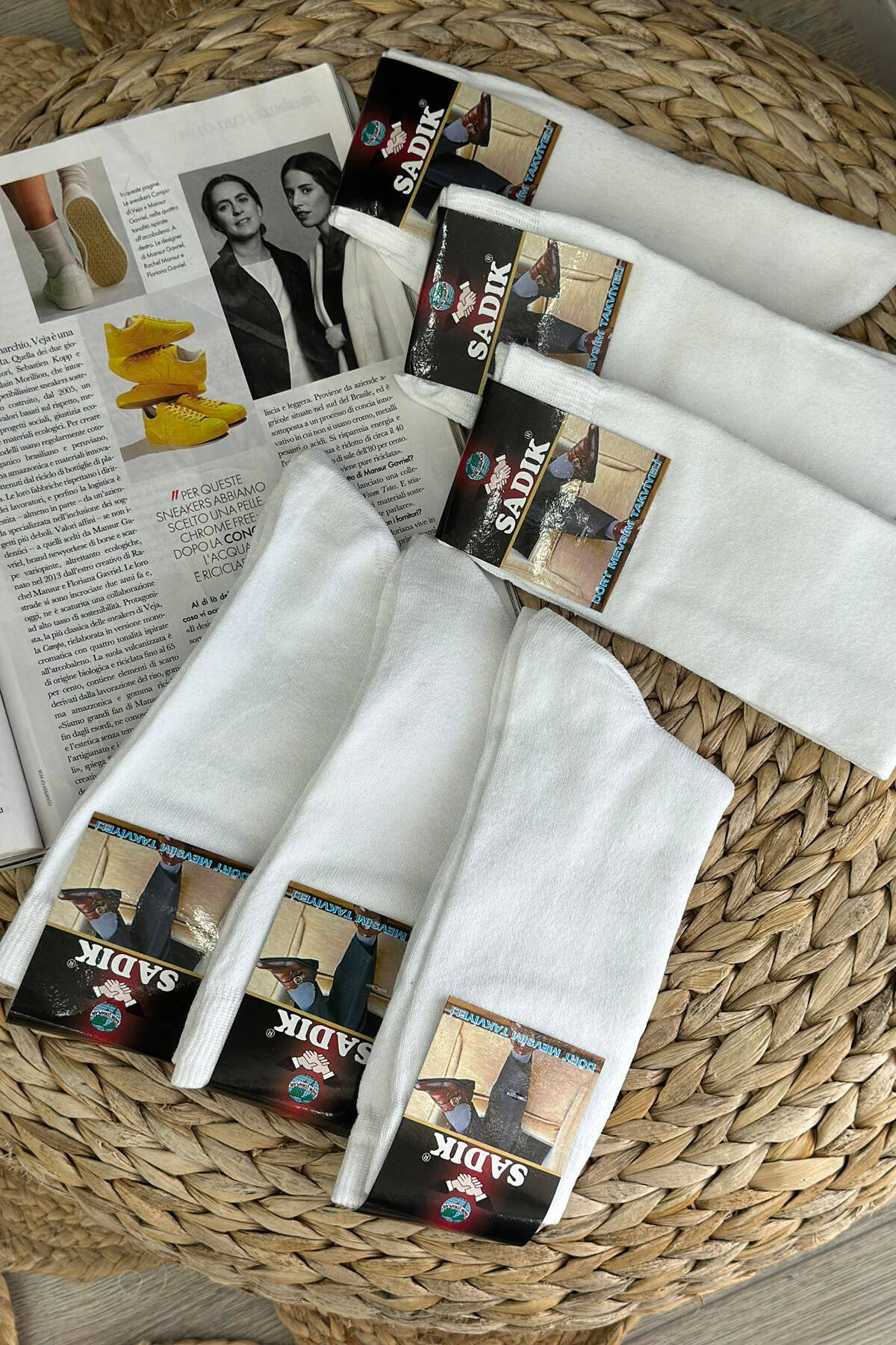 6 PAIR MEN CREW SOCKS WHITE-E BARDHE CREW SOCKS SA-725