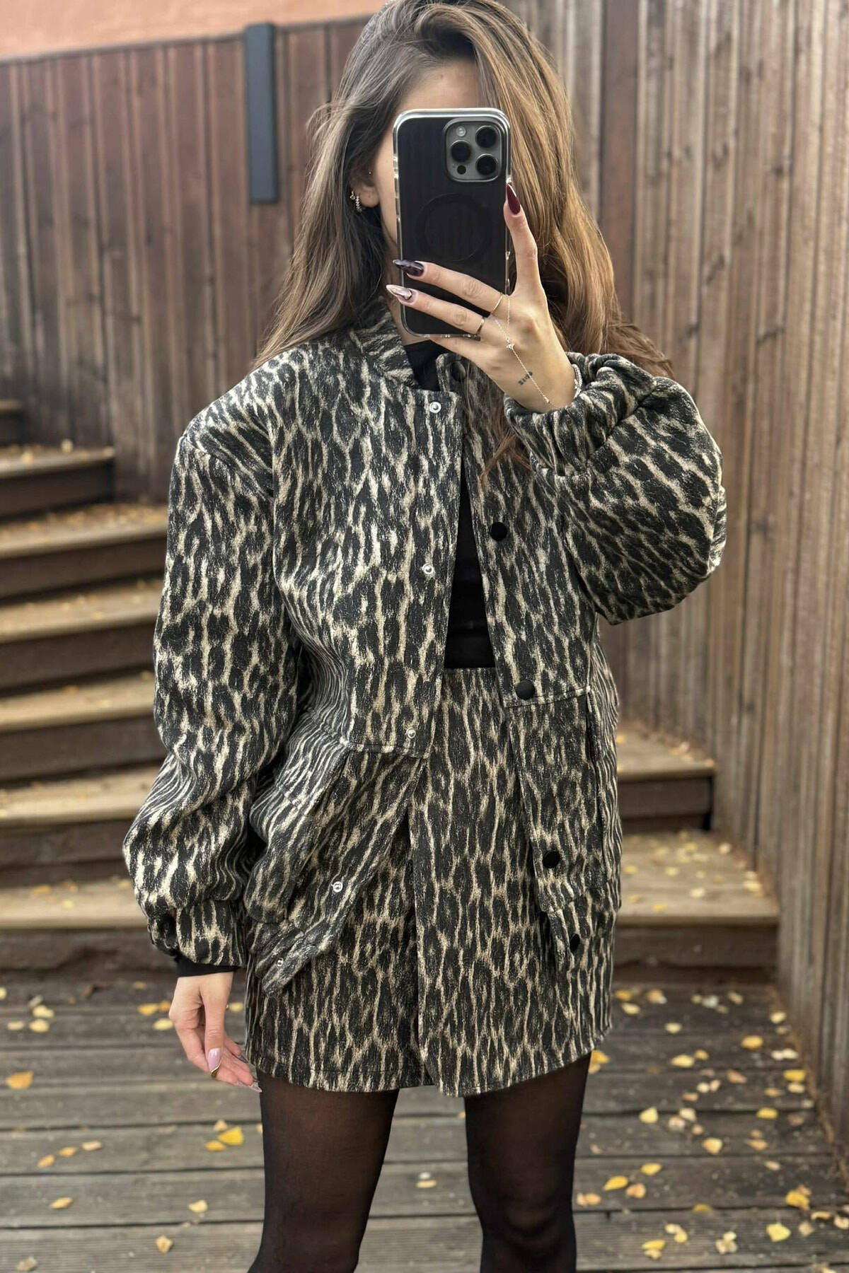 BUTTONED LEO JACKET+ SKIRT WOMEN SET LEO/LEOPARD TWO-PIECE SETS KLAUDIO ...