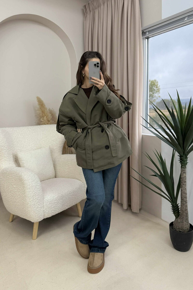 BUTTONED SIMPLE LACING WOMEN JACKET GREEN/JESHILE JACKETS KLAUDIO ...