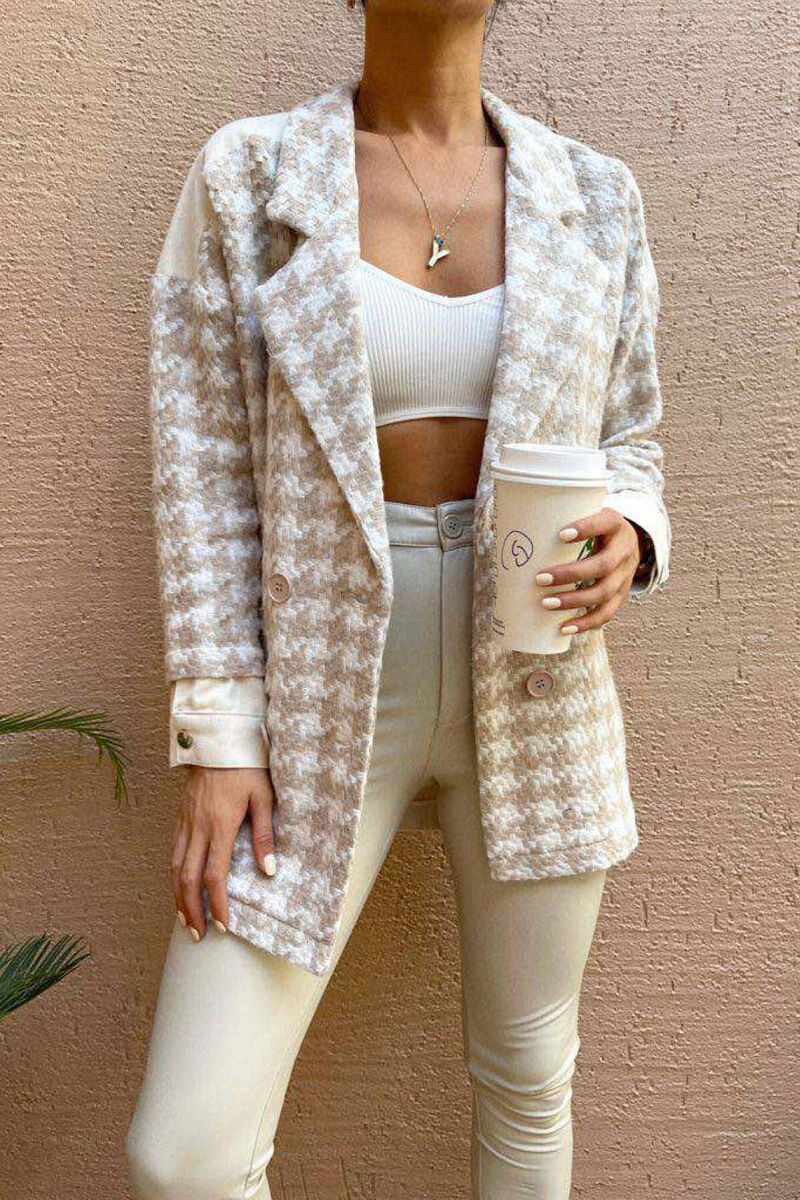 BUTTONS AND DIFFERENT PATTERN WOMAN JACKET WHITE-BROWN/BAKA JACKETS ...