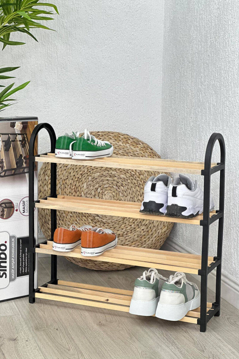 FOUR TIER WOODEN SHOES SHELF BLACK SHOES SHELF SM-6719