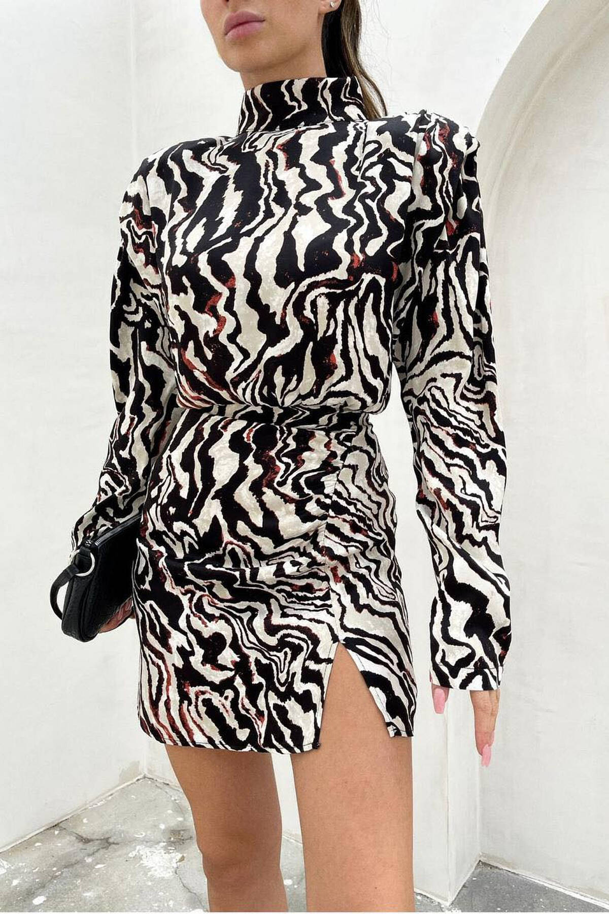 SHORT LONG SLEEVE DRESS BLACK/ E ZEZE DRESS KLAUDIO FASHION EL-7632