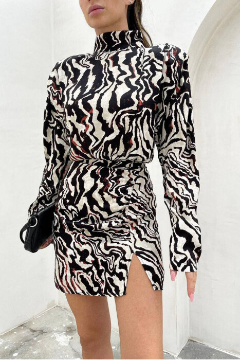 SHORT LONG SLEEVE DRESS BLACK/ E ZEZE DRESS KLAUDIO FASHION EL-7632