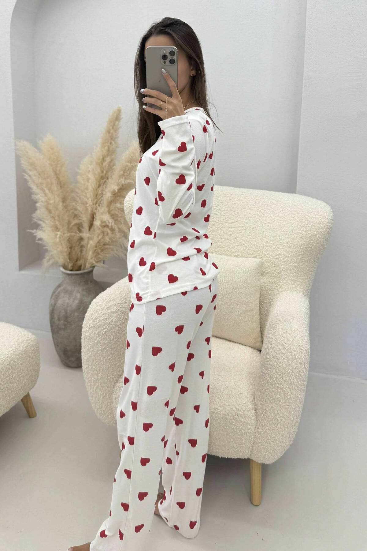 HEARTS DESIGN SWEATSHIRT+TROUSERS WOMEN PYJAMAS WHITE-E BARDHE PYJAMAS ...