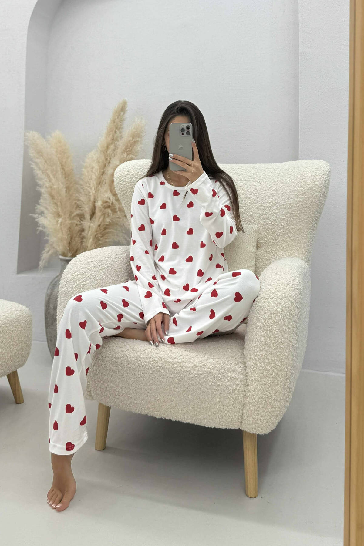 HEARTS DESIGN SWEATSHIRT+TROUSERS WOMEN PYJAMAS WHITE-E BARDHE PYJAMAS ...