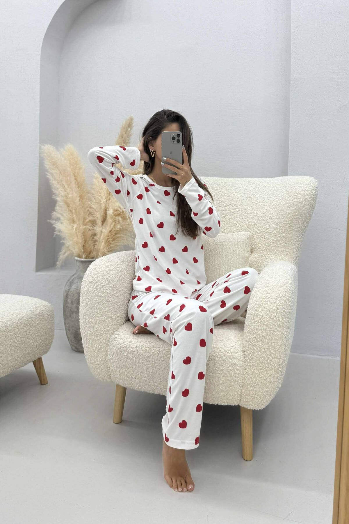 HEARTS DESIGN SWEATSHIRT+TROUSERS WOMEN PYJAMAS WHITE-E BARDHE PYJAMAS ...