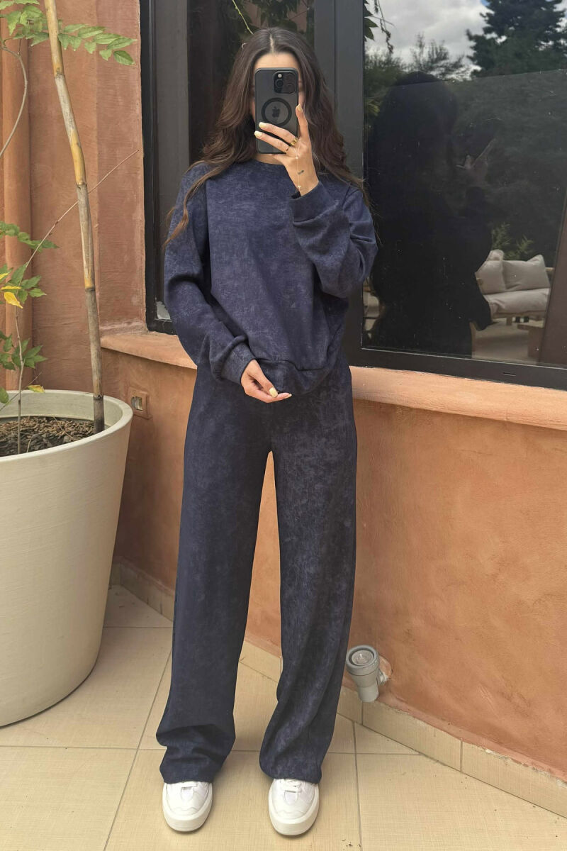 BLOUSE+SWEATPANTS SIMPLE DESIGN WOMEN SET BLUE/BLU TWO-PIECE SETS ...