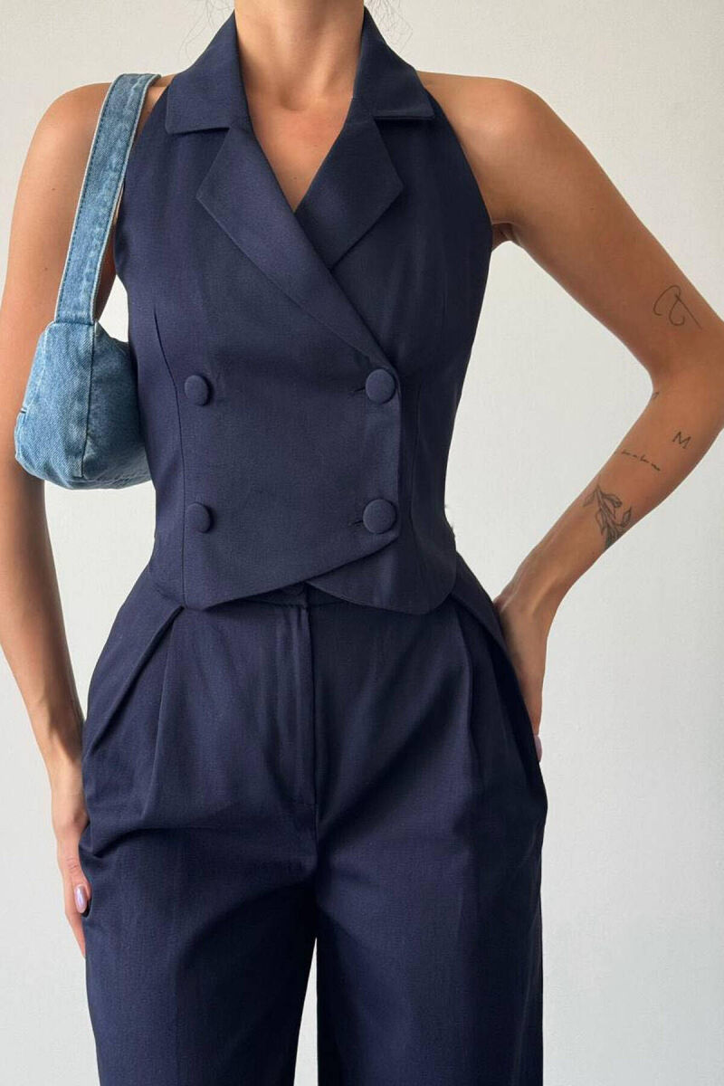 VEST+TROUSERS WOMAN SET BLUE TWO-PIECE SETS BS-7413