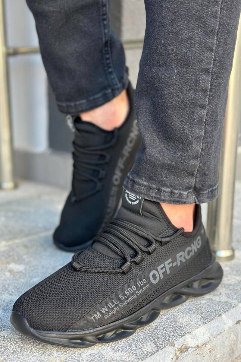 LACING LINE SIMPLE MEN SNEAKERS BLACK SNEAKERS RA-002
