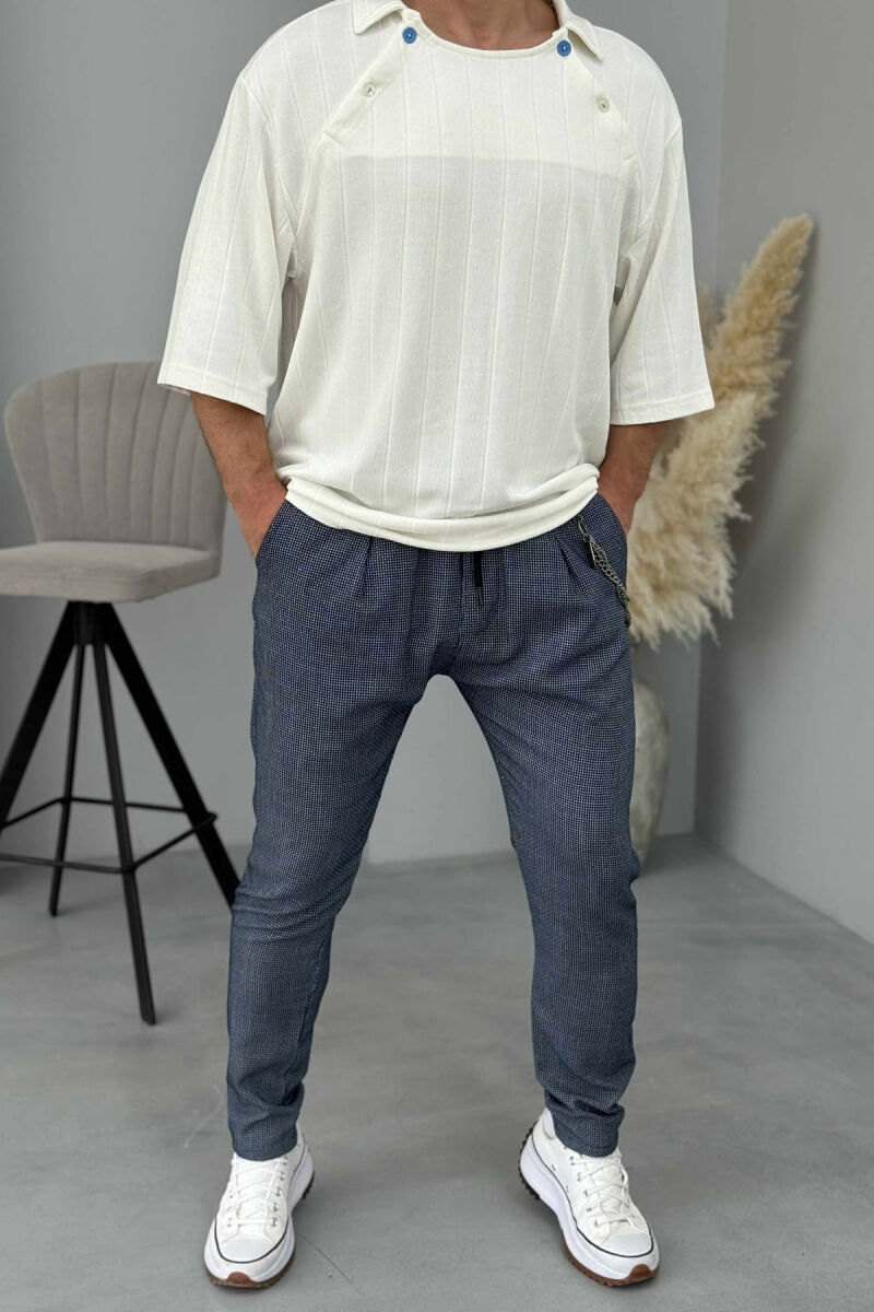 LACINGS SIMPLE MEN PANTS BLUE/BLU PANTS KLAUDIO FASHION OP-9140