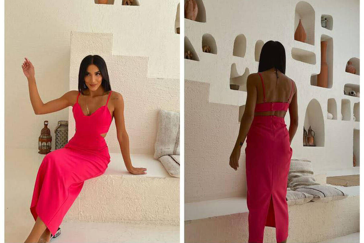 LONG ONE COLOR DRESS FUCHSIA/CIKLAMI DRESS KLAUDIO FASHION EL-7226