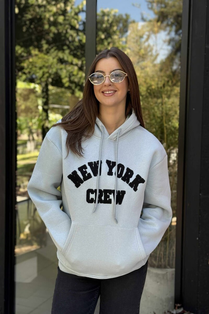 NEW YORK FLUFFY ONE COLOR WOMEN HOODIE LIGHTBLUE/BZ HOODIES KLAUDIO ...