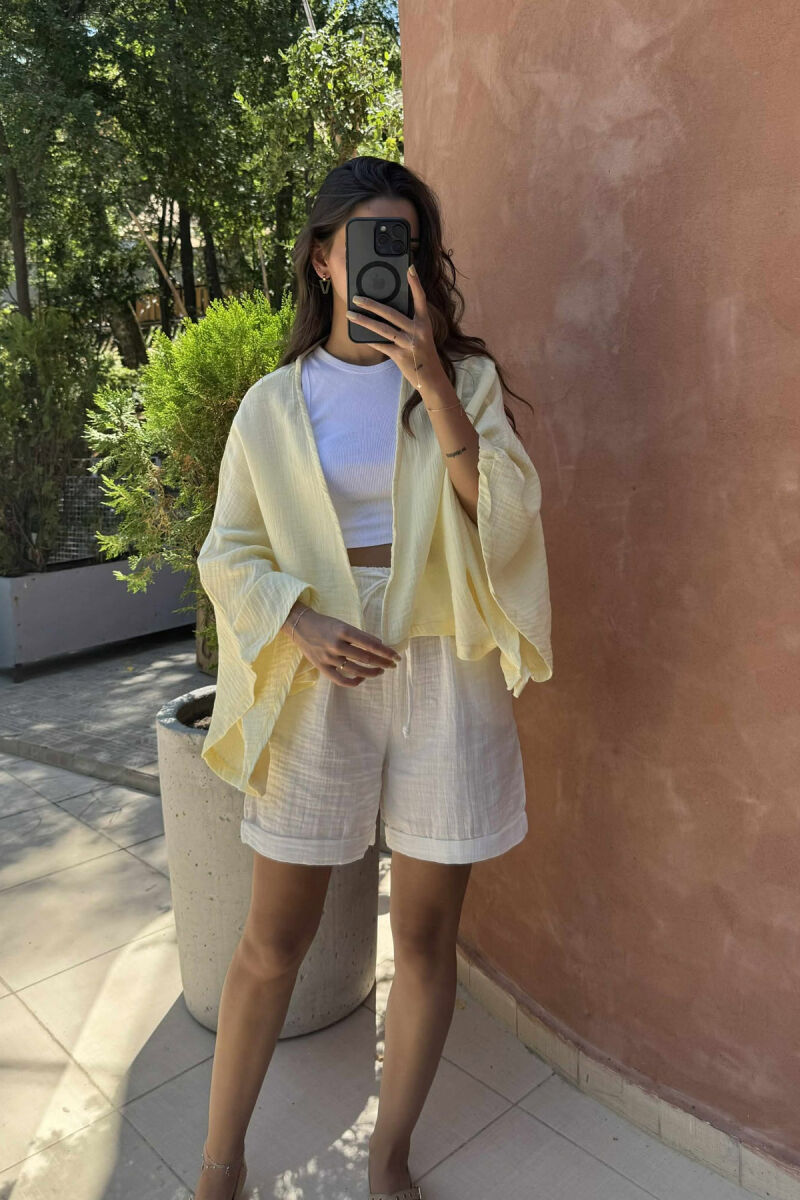 ONE COLOR FRONT LACING WOMEN SHIRT YELLOW/E VERDHE SHIRTS KLAUDIO ...