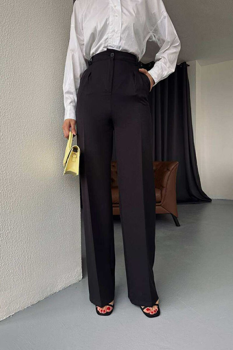 ONE COLOR WIDE LEG WOMEN TROUSERS BLACK/ E ZEZE TROUSERS KLAUDIO ...