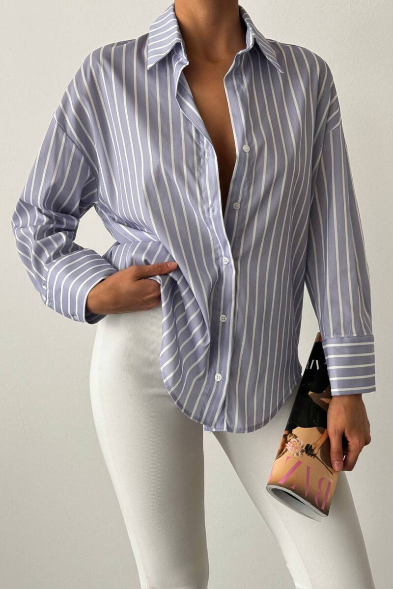 LINES COLOR SHIRT WOMAN SHIRT BABY BLUE/BLU BY SHIRTS KLAUDIO FASHION ...