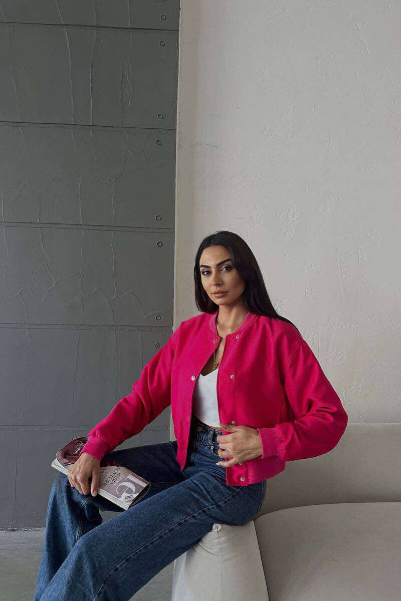 SHORT WOMEN JACKET WITH BUTTONS FUCHSIA/CIKLAMI JACKETS KLAUDIO FASHION ...