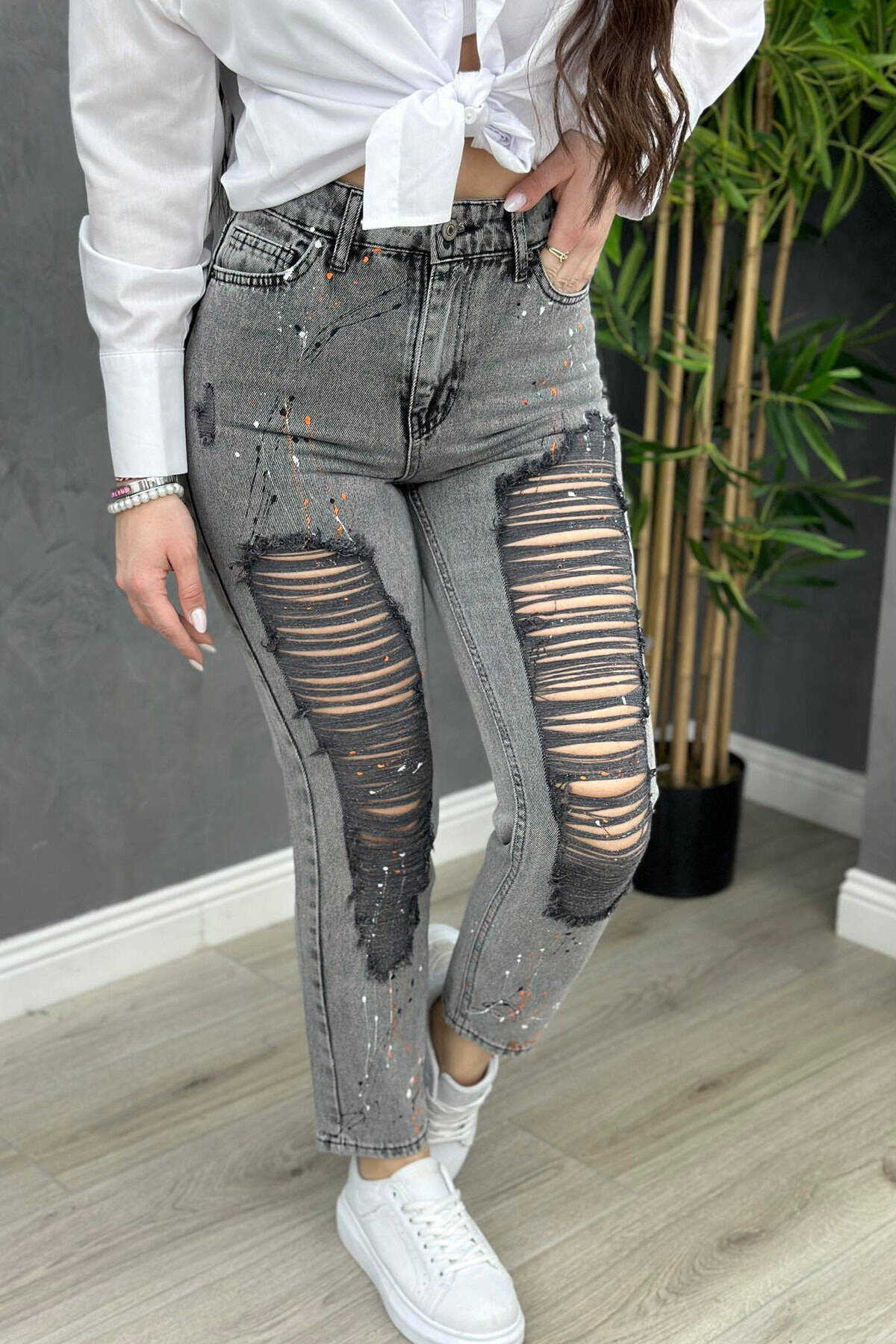 SIMPLE JEANS WOMAN GREY/GRI JEANS KLAUDIO FASHION STC-5704