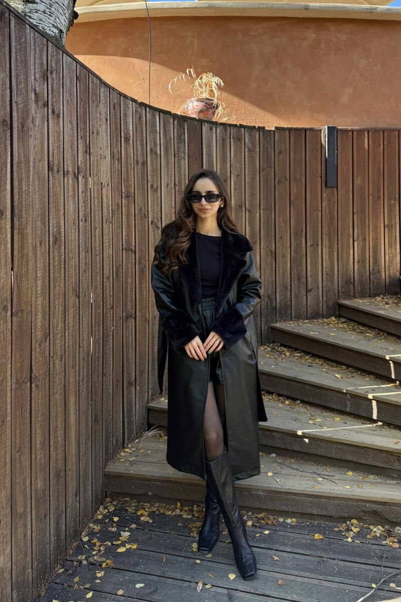 SIMPLE LONG LEATHER WOMEN JACKET BLACK/ E ZEZE JACKETS KLAUDIO FASHION ...