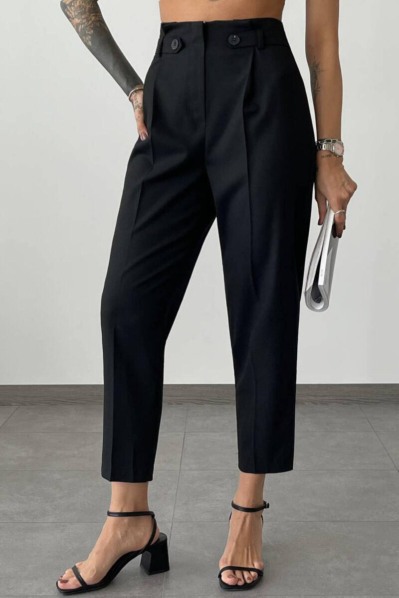 SIMPLE ONE COLOR WOMAN TROUSERS BLACK TROUSERS BS-7523