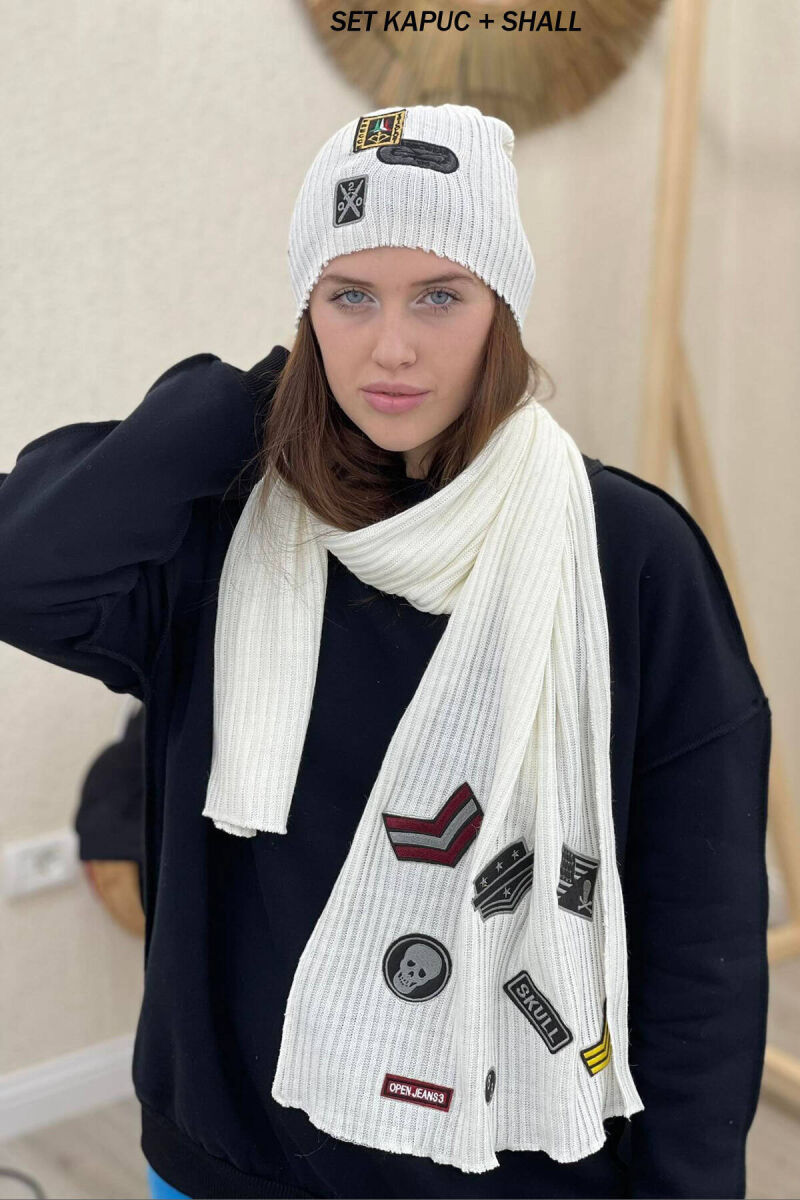 SIMPLE WOMAN SET(SCARF+HOOD) WHITE SET(SCARF+HOOD) OP-5032